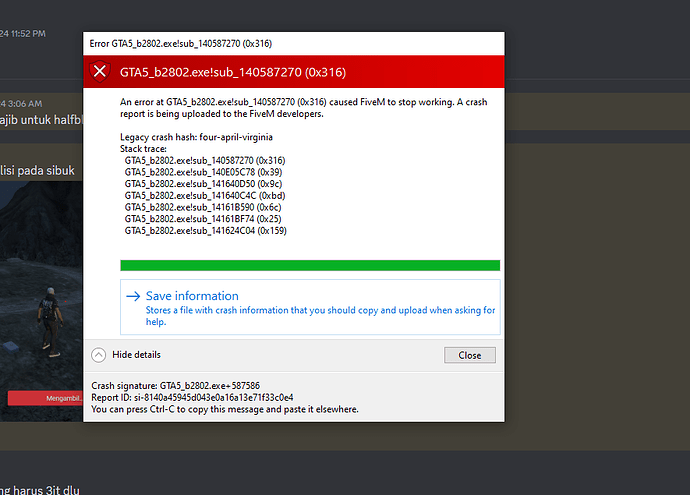 Legacy crash hash : four-april-virginia - FiveM Client Support - Cfx.re ...