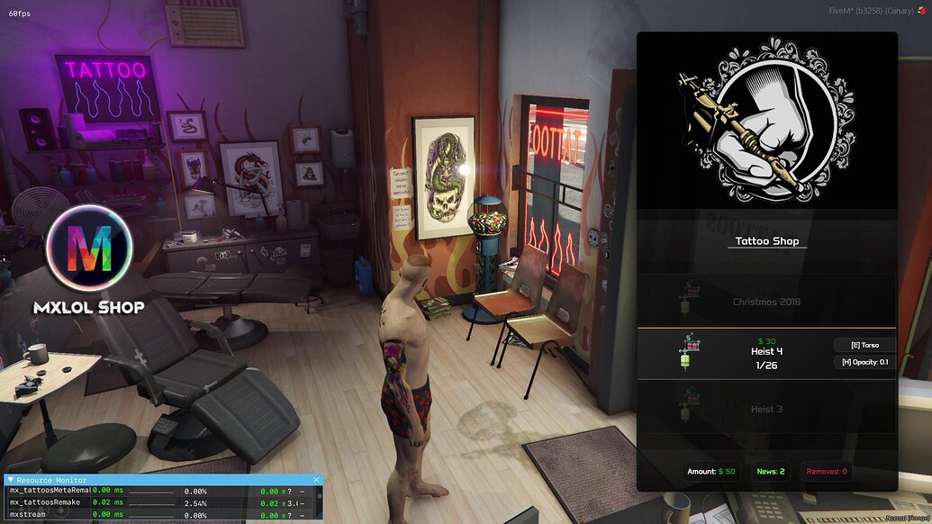 Tattoos Shop (Create Your Tattoos)[ESX/QBCore/STANDALONE][PAID] - FiveM ...