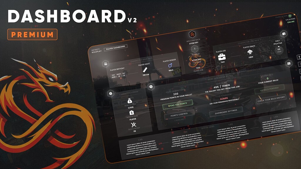Infinity - Dashboard (V2) - FiveM Releases - Cfx.re Community