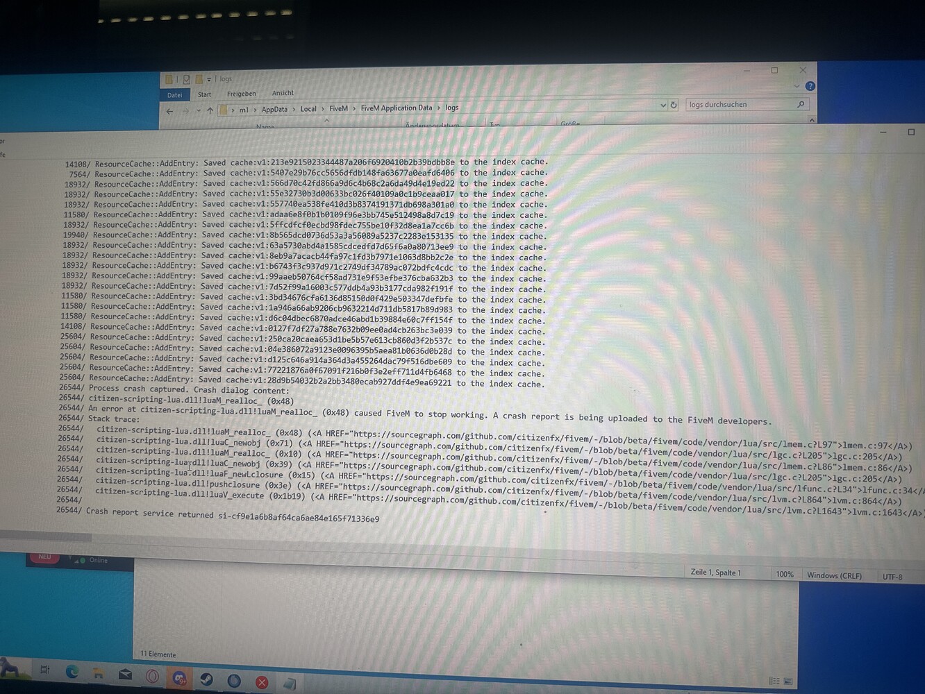 citizen-scripting-lua.dll!luaMrealloc (0x48) Crash - FiveM Discussion - Cfx.re Community
