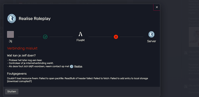 Couldn't load resource fivem: Failed to open packfile: ReadBulk of header failed: Failed to ...