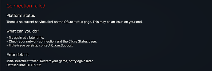 Connect Failed Everytime - FiveM Client Support - Cfx.re Community