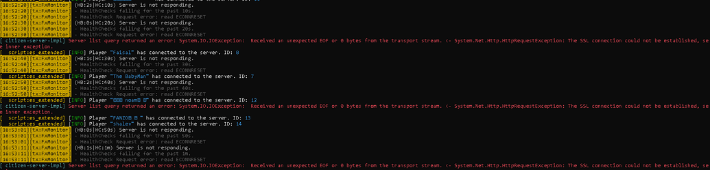 Server list query returned an error: System.IO.IOException: Received an ...