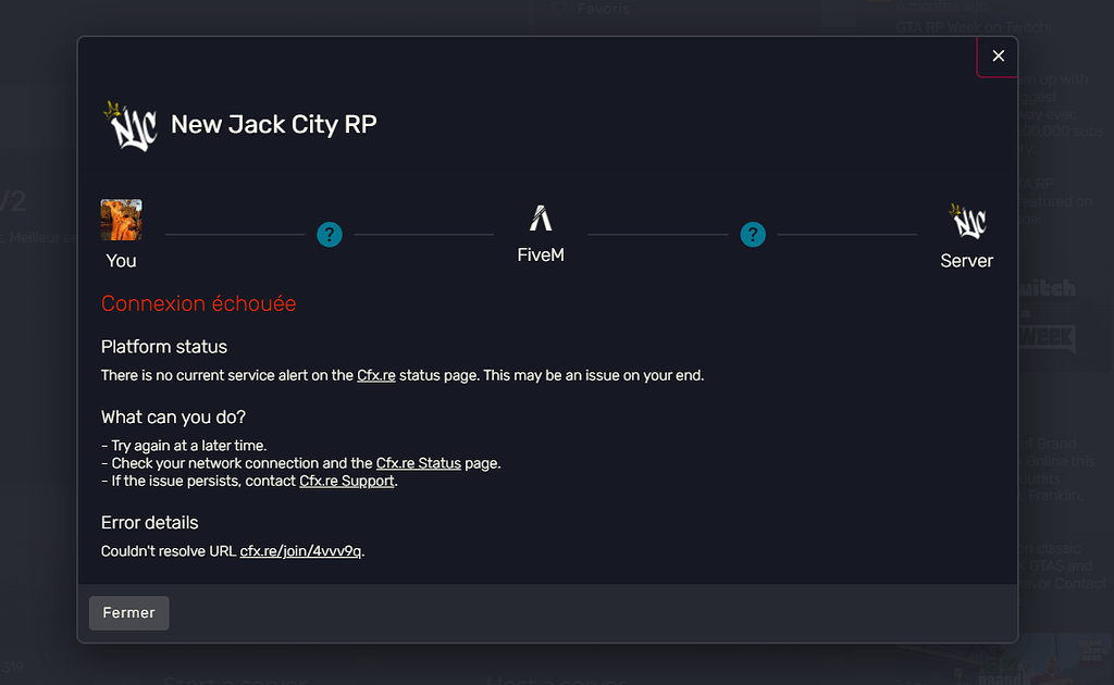 Problem connexion cfx - FiveM Client Support - Cfx.re Community