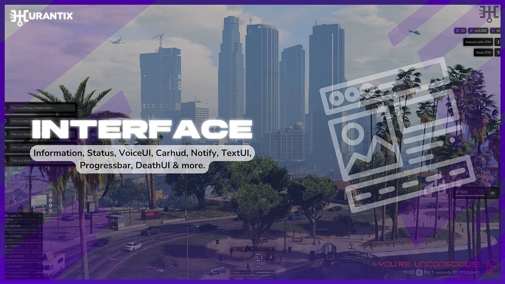 UrantixInterface · Status, Carhud, Notify, Progressbar, DeathUI ...