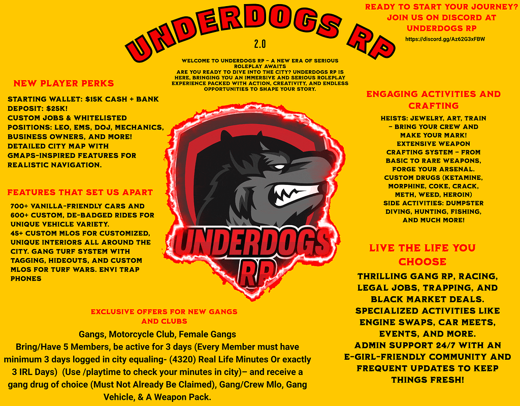 Join the UnderDogs RP 2.0 Discord Server! - Server Bazaar - Cfx.re ...