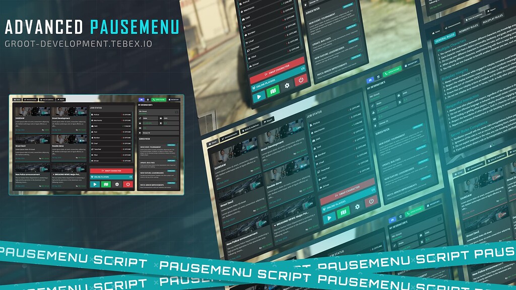 Advanced Pausemenu with announcement, job status , report and more - FiveM Releases - Cfx.re ...
