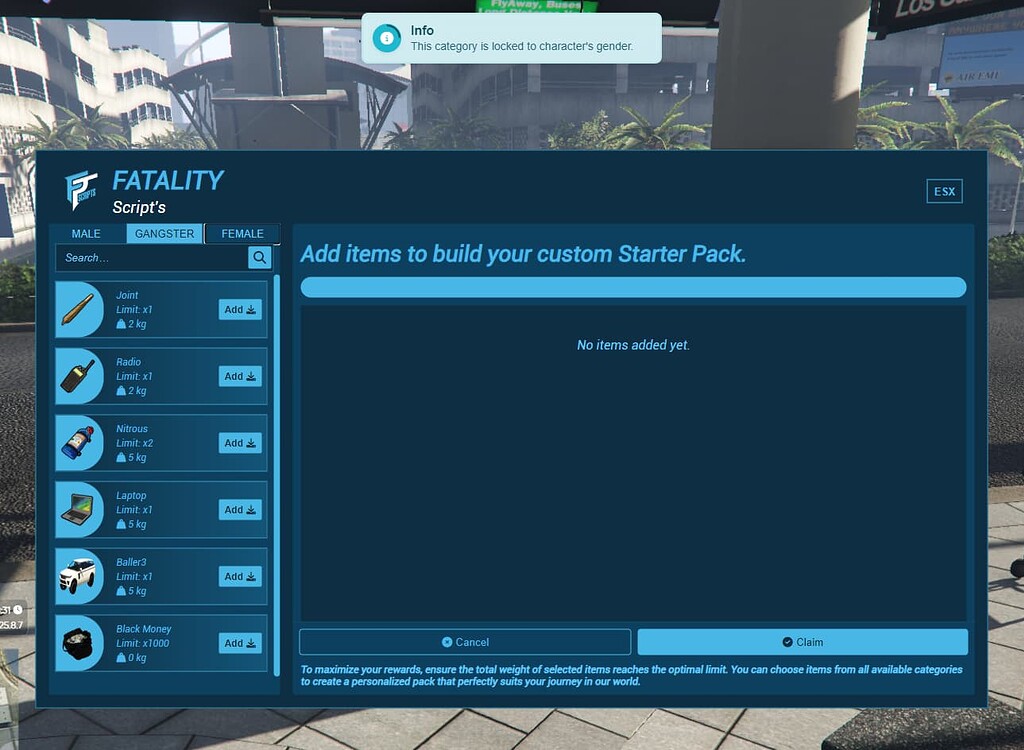 [Release] [ESX / QB / OX] Starter Pack Script, category based | One of ...