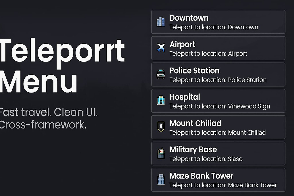 Advanced Teleport Menu | QB-Core & ESX - FiveM Releases - Cfx.re Community