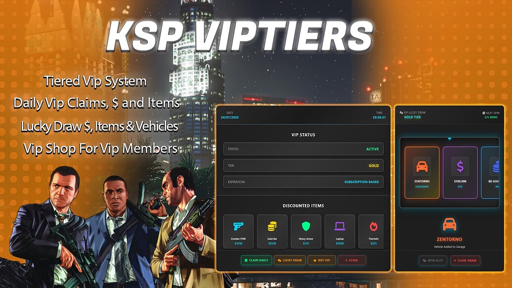 Ksp-VipTiers | Qb-Core | Daily Claims | Lucky Draw | Cash, Items ...