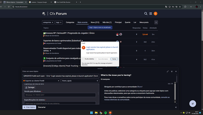 [URGENT] FiveM won't open – Error "Login session has expired, please re ...
