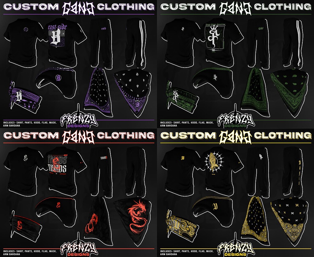 [PAID] Lore Gang Clothing Packs. Traids, Vagos, Ballas & GSF - FiveM Releases - Cfx.re Community