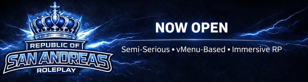 🚨 NOW OPEN — Republic of San Andreas Roleplay | vMenu • Semi Serious ...