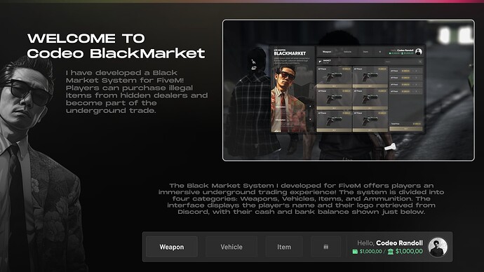 Codeo BlackMarket - Advanced BlackMarket Script (ESX-QB) - FiveM ...