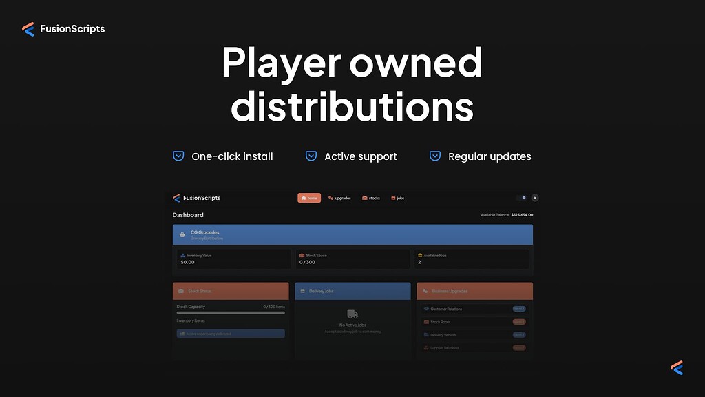 Player owned distributions - Interactive UI, Fully in-game manageable ...