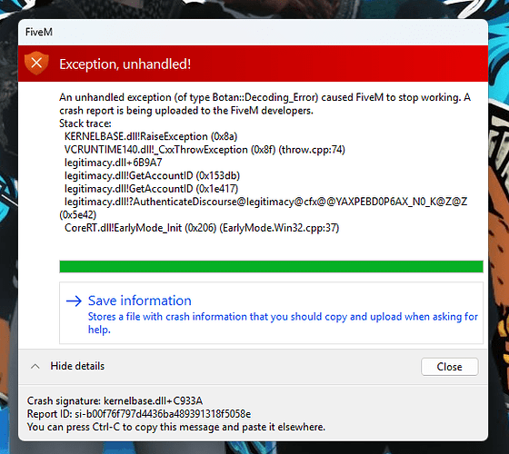 Exception Unhandled! - FiveM Client Support - Cfx.re Community