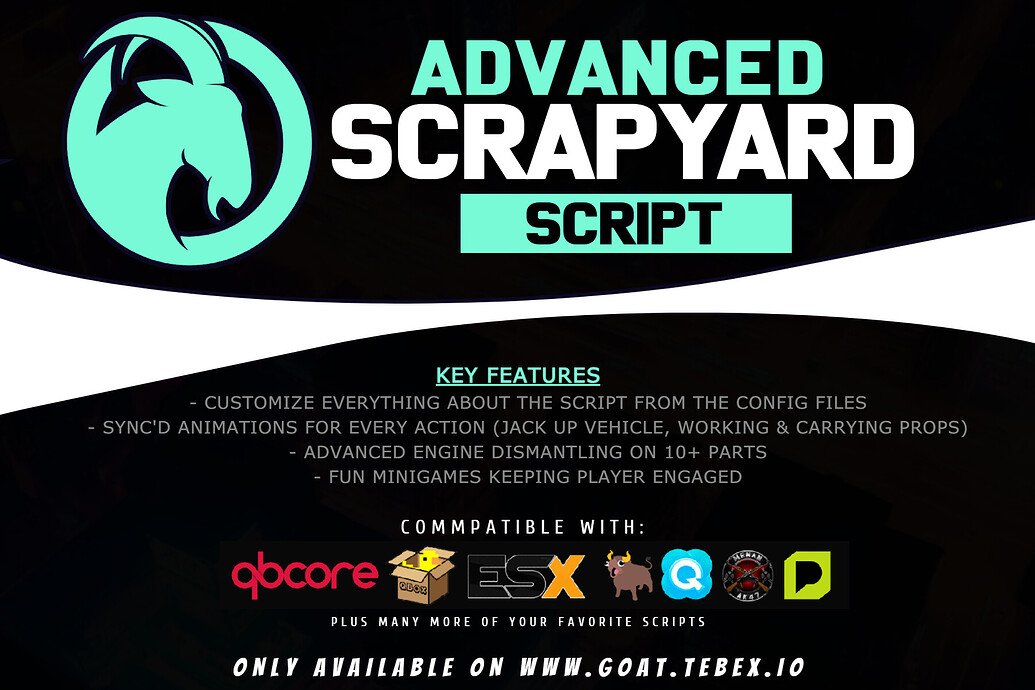 [QBCore] [QBox] [ESX] Goat Advanced Scrapyard - FiveM Releases - Cfx.re ...