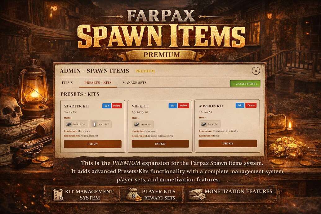 [PREMIUM]Farpax Spawn Items - Presets/Kits Expansion - RedM Releases - Cfx.re Community