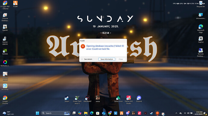 Opening database (rescache:/) error: Cloud not lock file - FiveM Client Support - Cfx.re Community