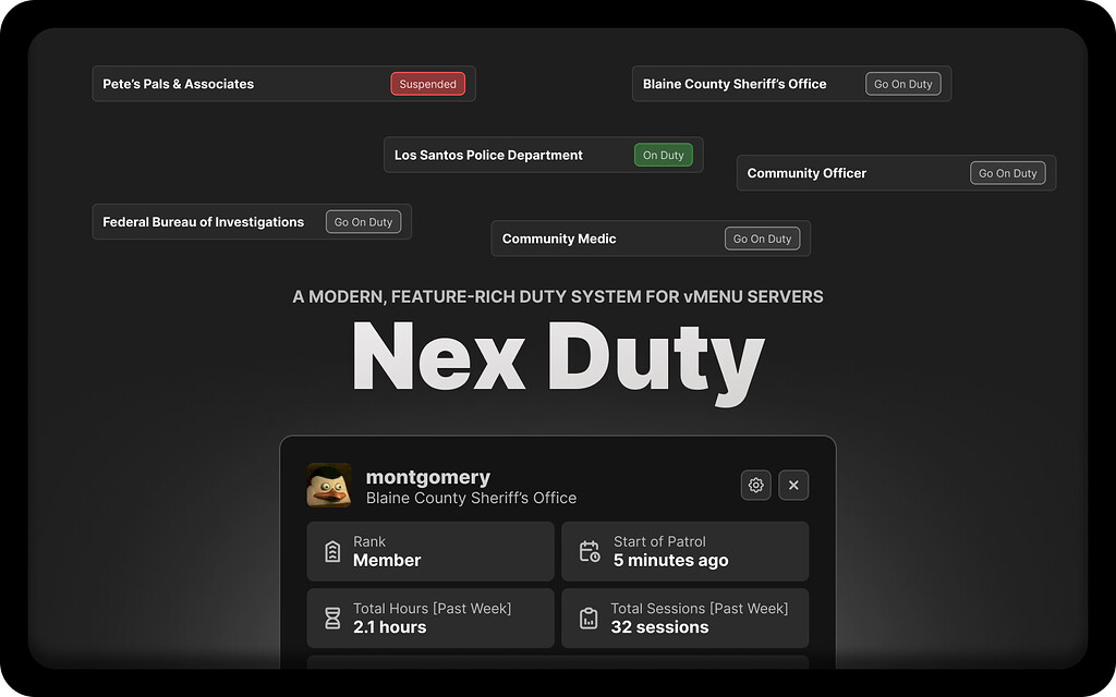 Advanced Duty System for vMenu Servers - FiveM Releases - Cfx.re Community