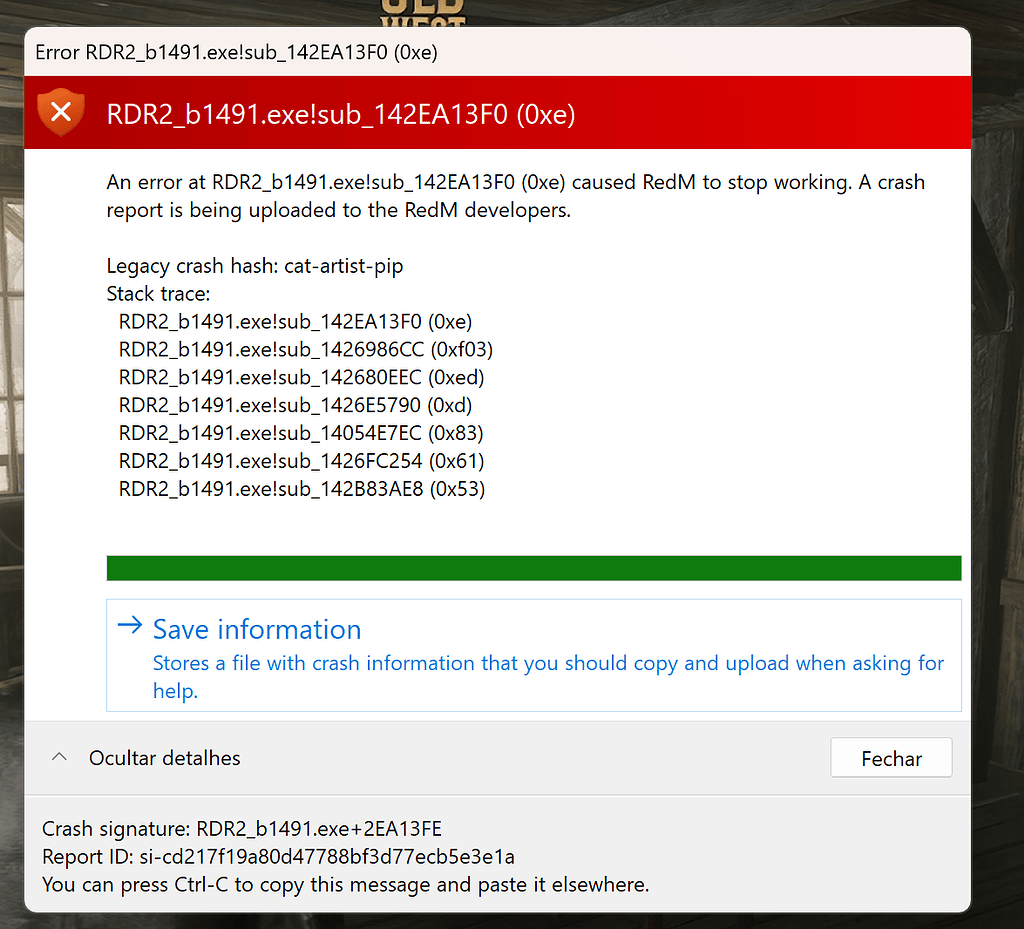 Crash RDR2_b1491.exe!sub_142EA13F0 (0xe) - RedM Client Support - Cfx.re Community