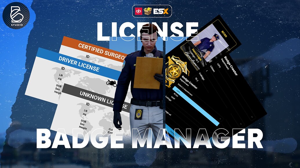 License Manager (ID Card + Badge + Licenses) [ESX][QB][QBOX] - FiveM ...