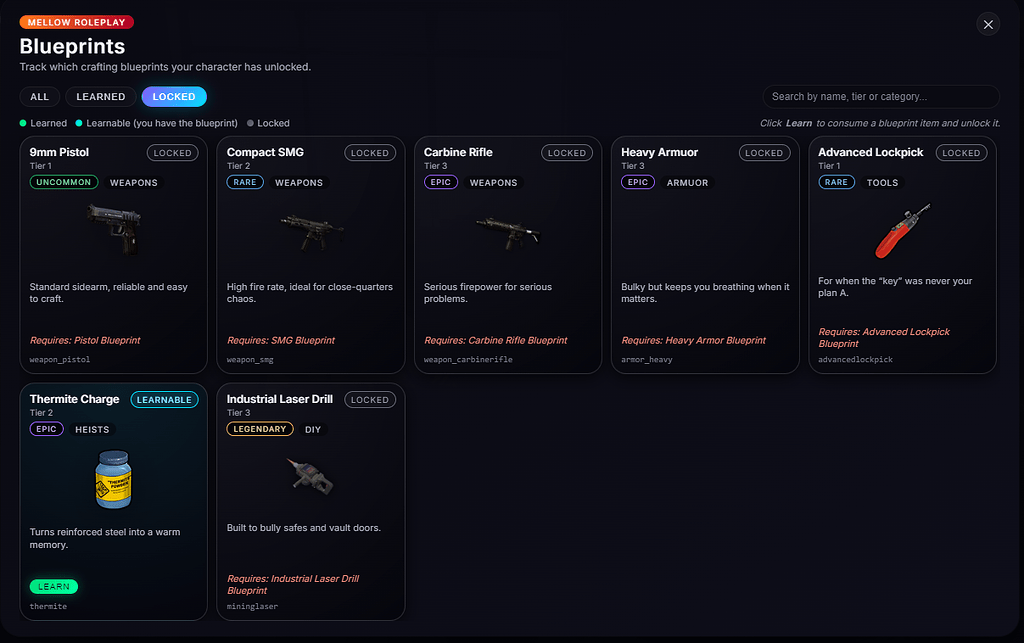 [QBOX] Blueprint Progression System - FiveM Releases - Cfx.re Community