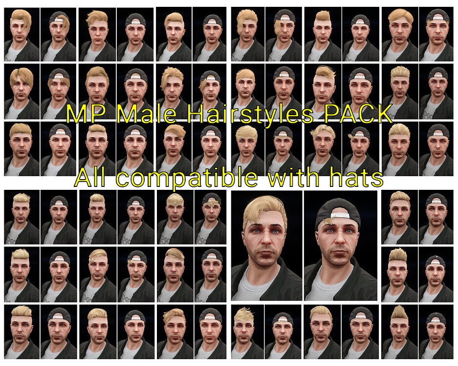 [PAID] Hairstyle Pack - 33 hairstyles for MP Male compatible with hats ...