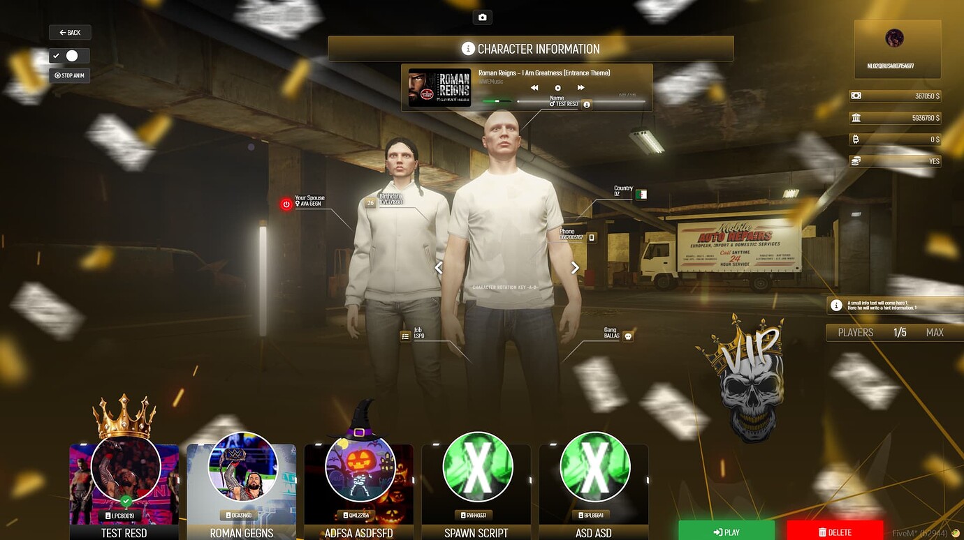 Advanced Multicharacter VIP Feature Extreme Detail - uniqers-multicharacter #esx #qbcore # ...