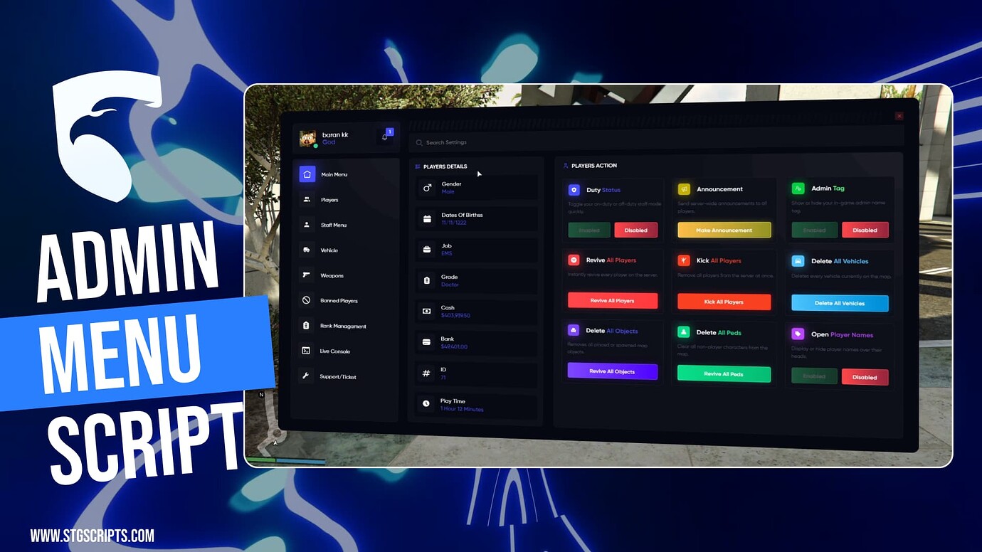 Admin Menu System | STG Scripts [ESX/QBCORE/QBOX] [PAID] - FiveM ...