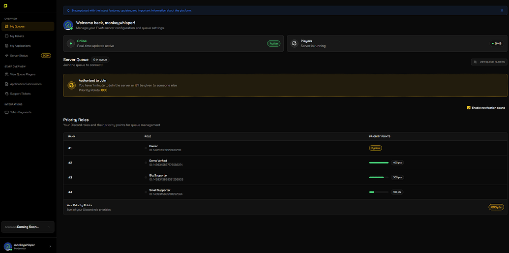 Website Queue with Apps & Tickets - FiveM Releases - Cfx.re Community