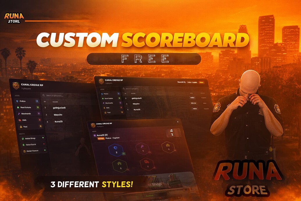 [FREE] Scoreboard with 4 styles (ESX, QBcore) - FiveM Releases - Cfx.re ...