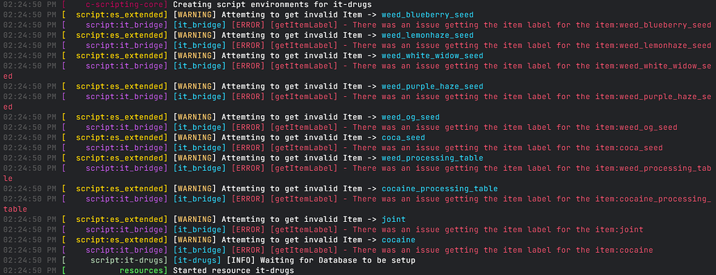 Added it-drugs script, now es_extended and it_bridge is not reconizing ITEMS from it-drugs - ES ...