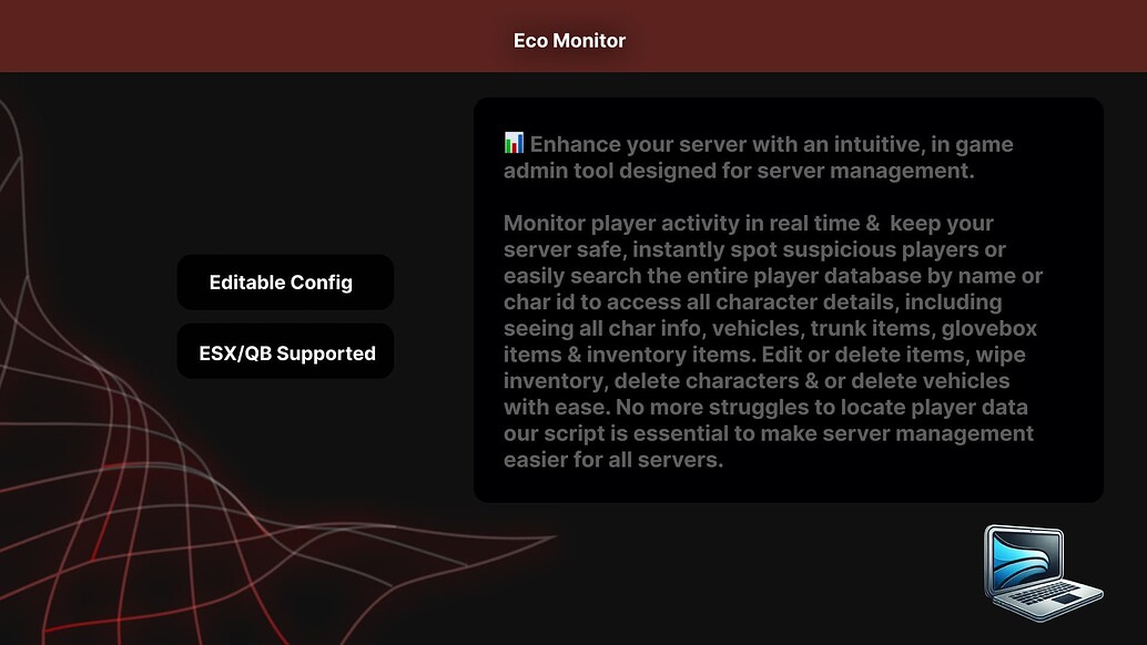 [ESX/QB][PAID] 🚨 Eco Monitor | Real Time Player Monitoring & Server ...
