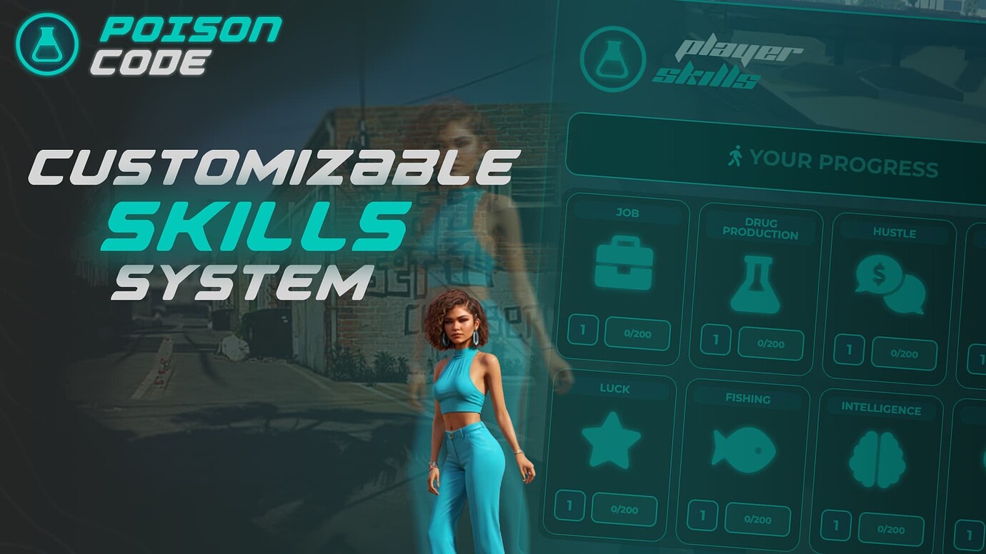 [PAID] [ESX/QB/QBX] Versatile skill system for your fivem server with ...
