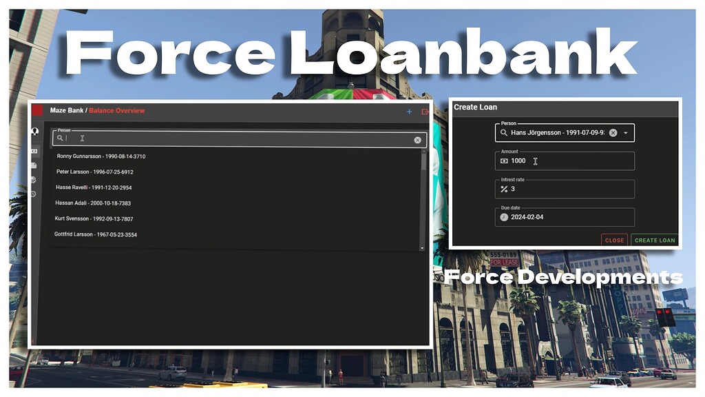 Force Loanbank [ESX, QBCore, Standalone] (Bankloan system) - FiveM Releases - Cfx.re Community