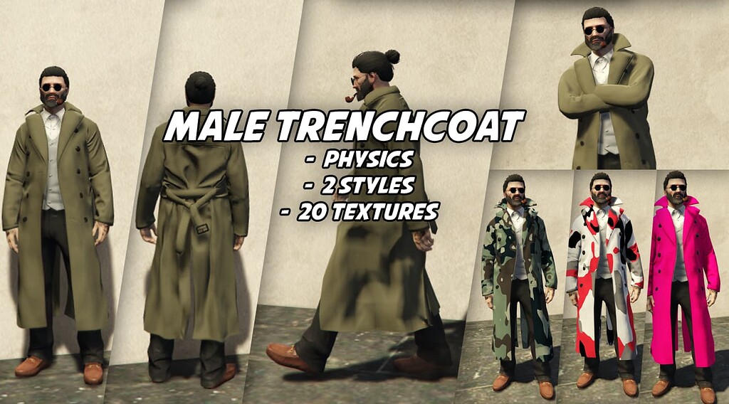 Male Trenchcoat with Physics - Addon Clothing - FiveM Releases - Cfx.re ...