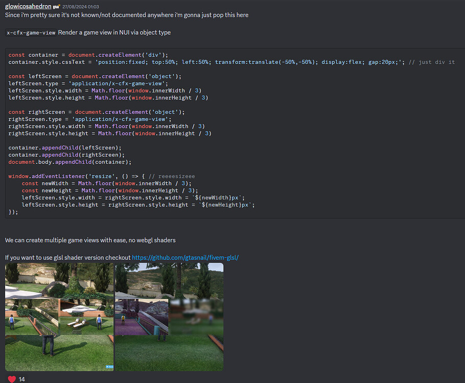 Rendering players camera view to NUI - Discussion - Cfx.re Community