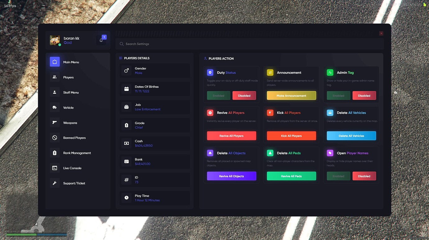 Admin Menu System | STG Scripts [ESX/QBCORE/QBOX] [PAID] - FiveM Releases - Cfx.re Community