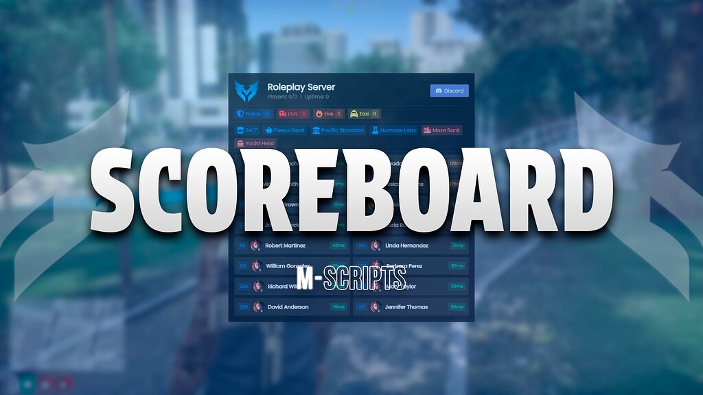 [PAID] [QB/ESX] m-Scoreboard - Modern UI - Avatar - Discord - Players - Job Counts - FiveM ...