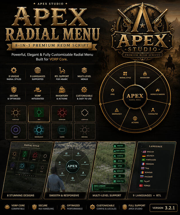 [PAID] Apex Radial Menu | 8 Styles • 9 Languages • REDM/VORP - RedM ...