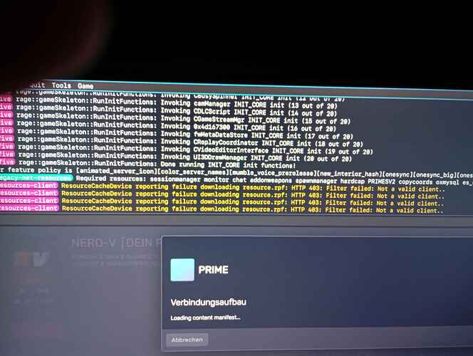 ResourceCacheDevice reporting failure downloading resource.rpf: HTTP 403: Filter failed: Not a ...