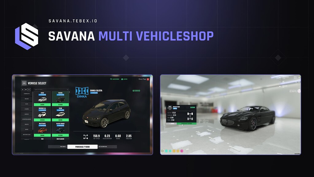 [SAVANA] Multi Vehicle Shop [QB/ESX/QBOX] - FiveM Releases - Cfx.re ...