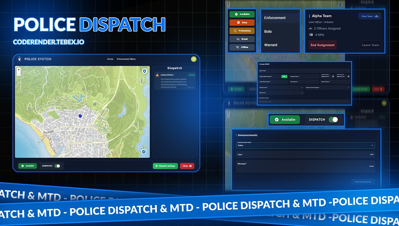 CR-Dispatch MDT | Police Dispatch & MDT System ( ESX , QB-CORE , Q-BOX ...