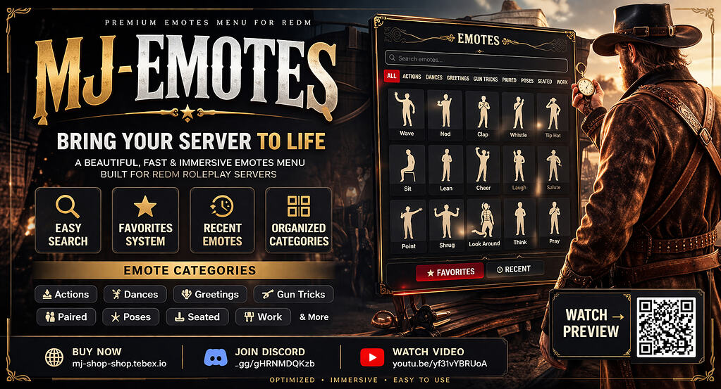 [PAID] MJ-Emotes | Premium Emotes Menu for RedM - RedM Releases - Cfx ...