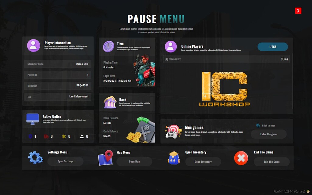 include_pausemenu Showcase [Standalone] - FiveM Releases - Cfx.re Community