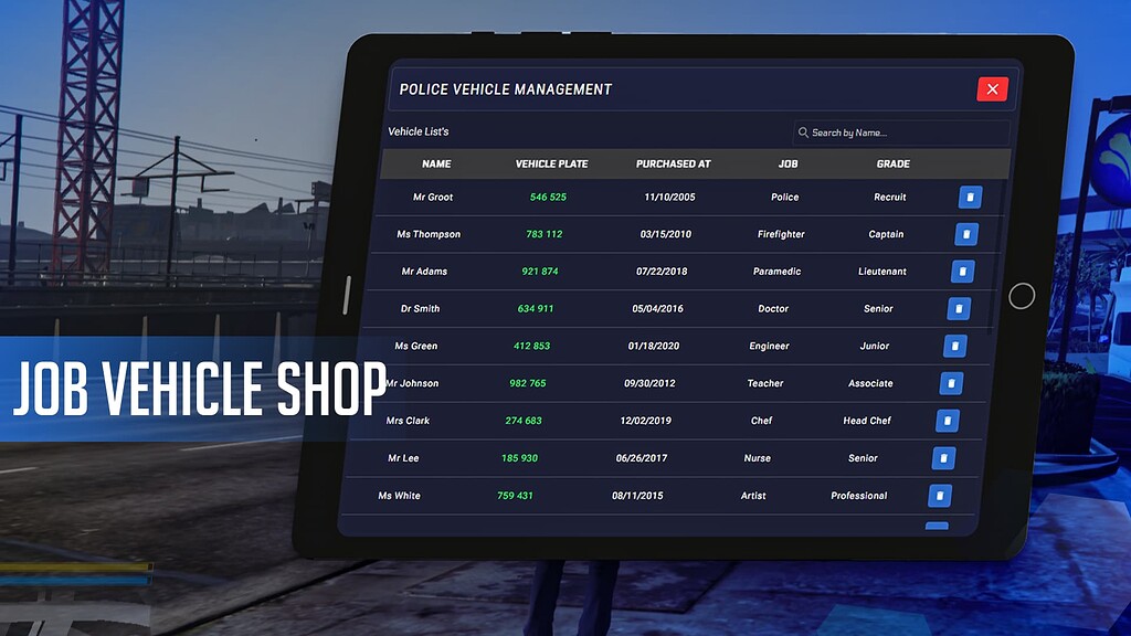 [ESX | QBCore ] | Job Vehicle Shop | (management panel,discord log ...
