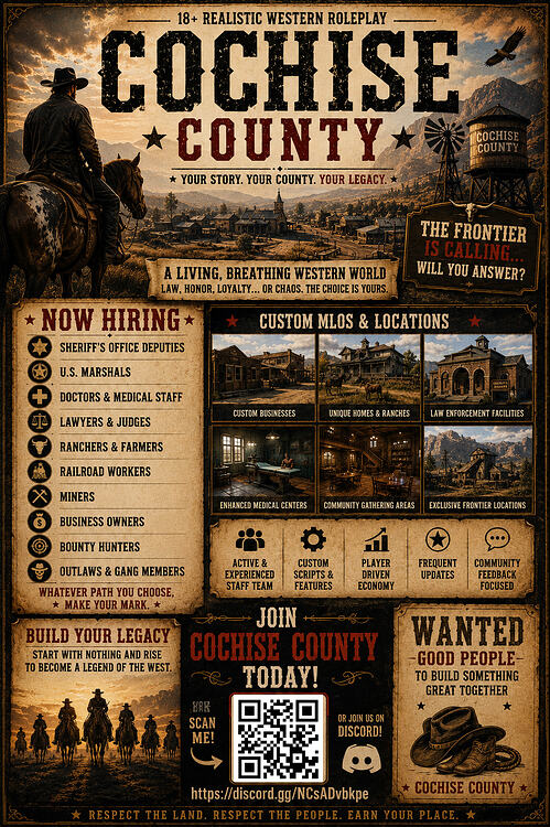 🌵 Cochise County Roleplay | RedM | OFFICIAL LAUNCH – JULY 1ST - Server ...