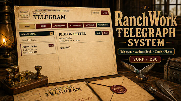 [PAID]RanchWork Mailbox - Advanced RedM Telegram & Carrier Pigeon ...