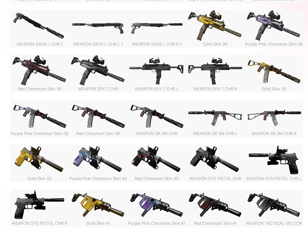 50 Weapon Pack - HQ Chromium (3 Camo/Skins Each Weapon) [Standalone ...